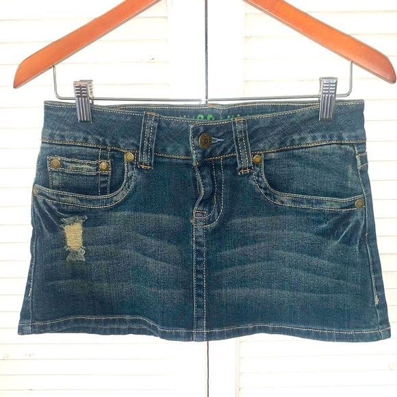 Hydraulic | Skirts | Vintage Hydraulic Distressed Denim Micro Mini ...